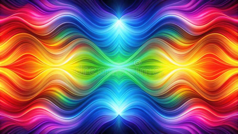 Abstract Vibrant Rainbow Wave Pattern Background with Symmetrical ...