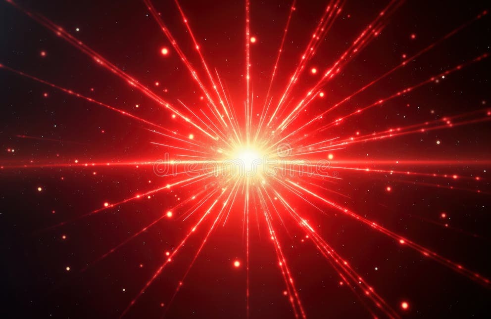 Abstract Vibrant Red Light Effect with Sparkling Rays, White Backlight ...