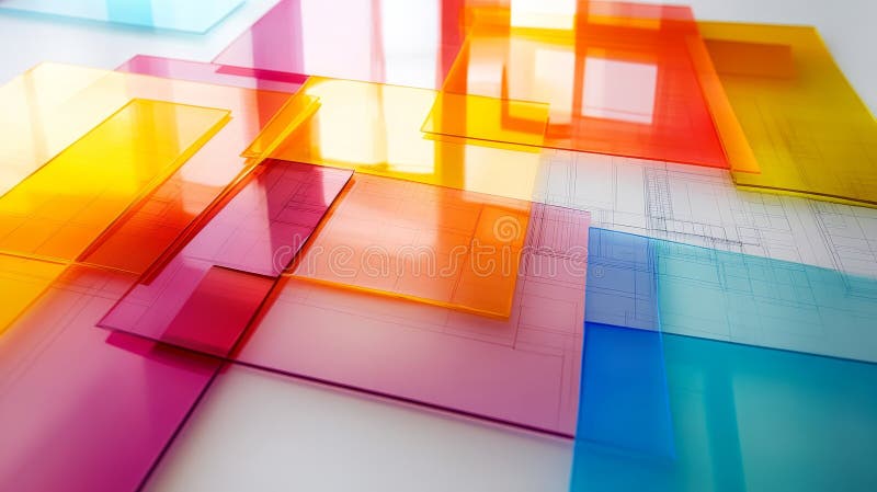 Abstract, Vibrant Sheets of Translucent Acrylic Resembling ...