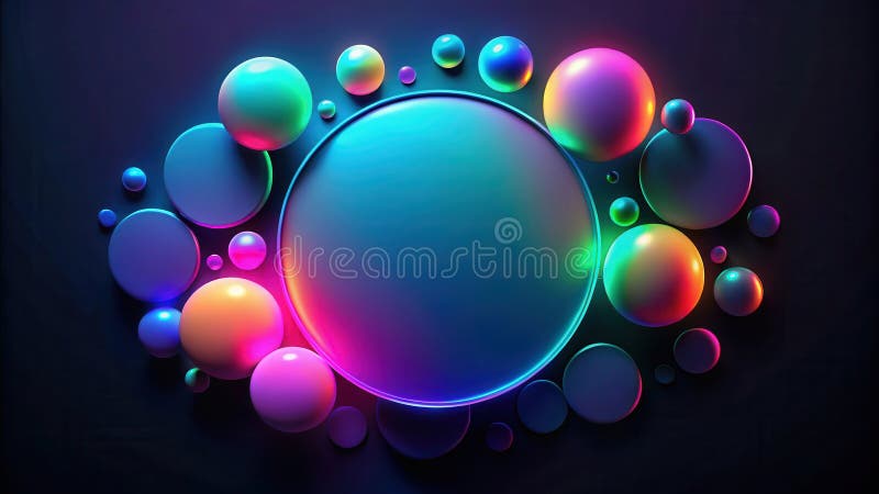Abstract Vibrant Spheres and Circles Design with a Central Blank Space ...