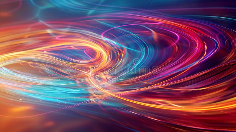 Abstract Vibrant Swirls of Neon Light Trails in a Spectrum of Colors ...