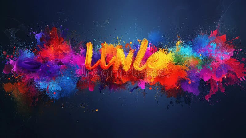 Abstract Vibrant Typography with Paint Splashes on Dark Background ...