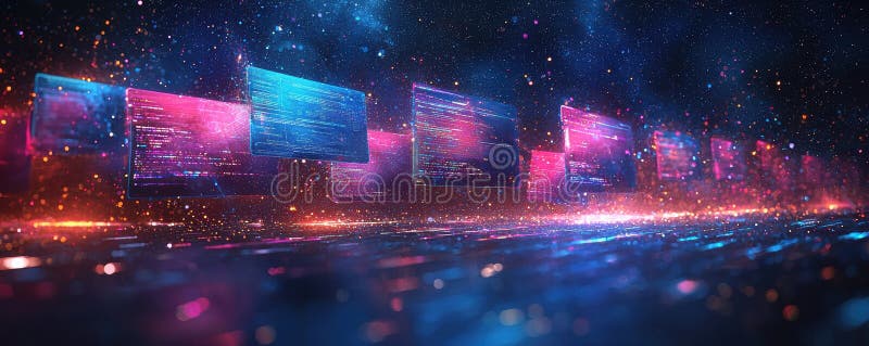 Abstract Vibrant Visualization Digital Code Data Processing Concepts Stock Photos - Free ...