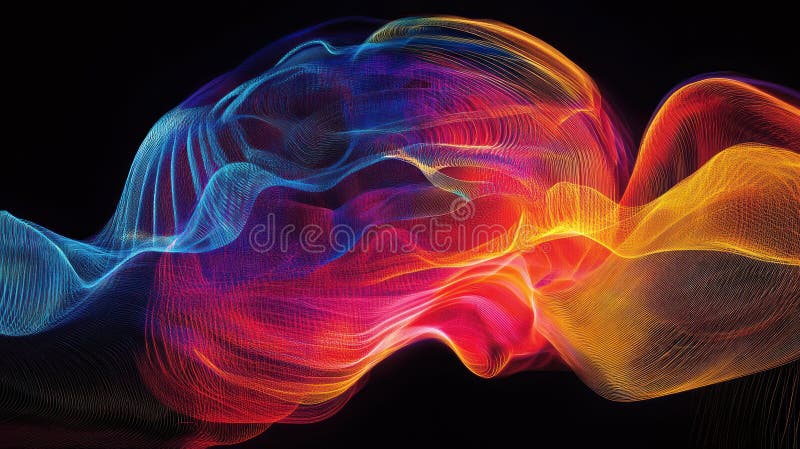 Abstract Colorful Waveform on Black Background Stock Illustration ...