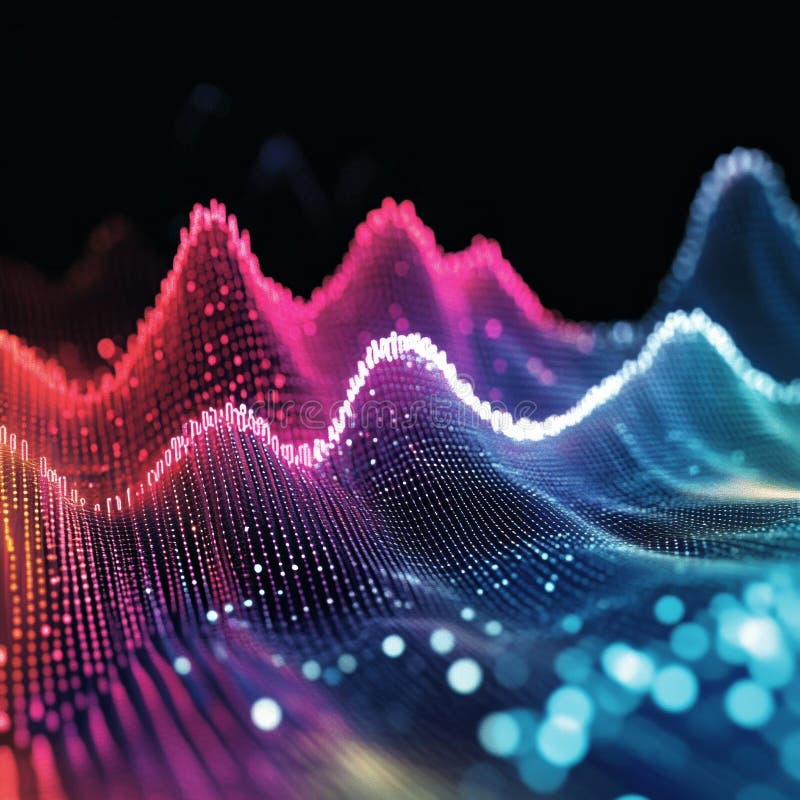 Abstract Vibrant Wave of Digital Particles in Motion Stock Photo ...