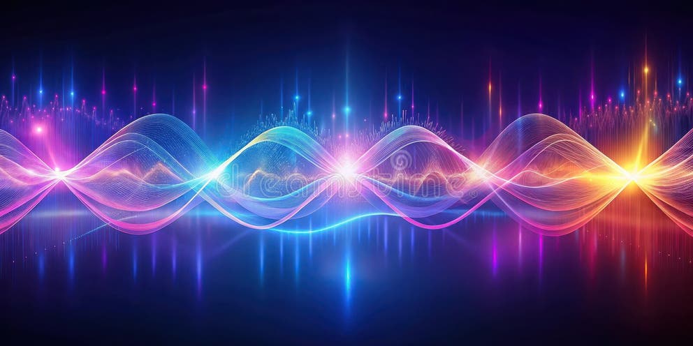 Abstract Vibrant Waveforms with Glowing Particles and Dynamic Lines ...