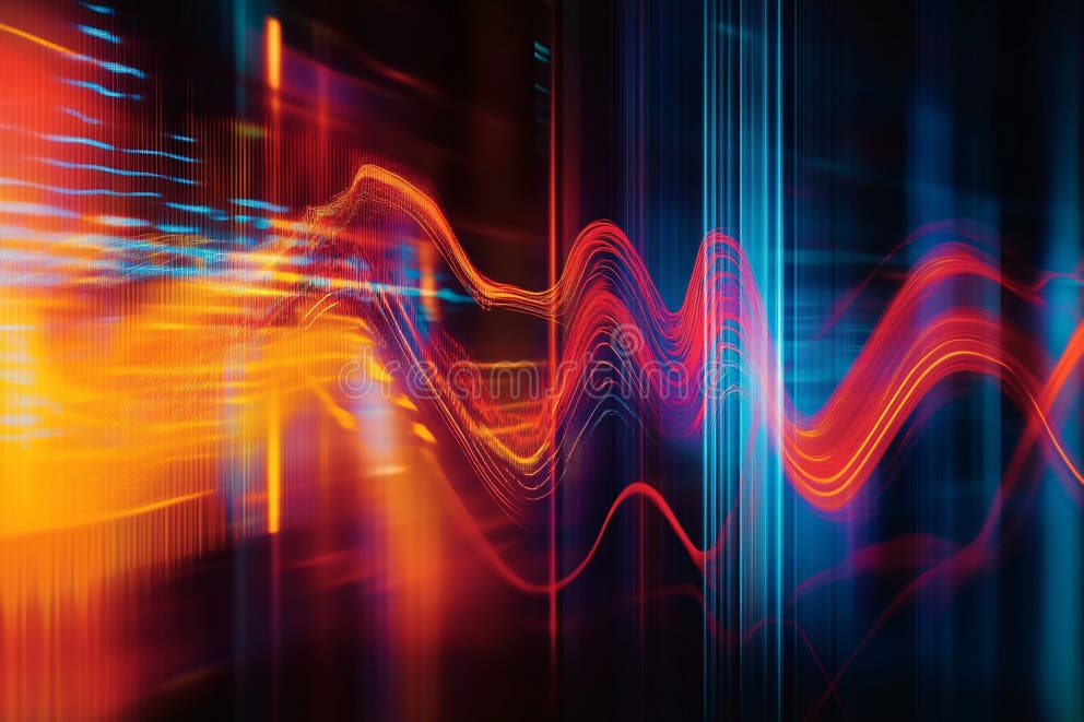 Abstract Vibrant Waveforms: Red Orange Blue High Quality Image Stock ...