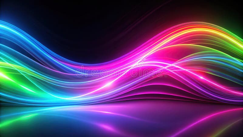 Abstract Vibrant Waveforms a Symphony of Glowing Hues and Dynamic ...