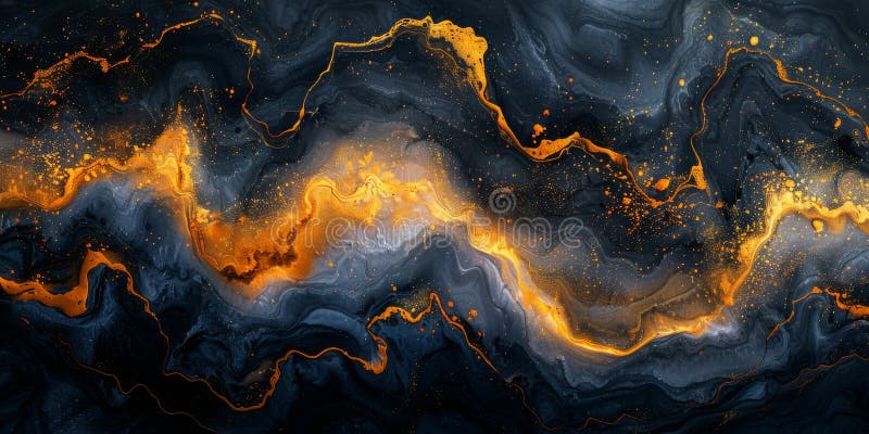Captivating Dark Fluid Motion with Vibrant Orange Streaks, Visually ...