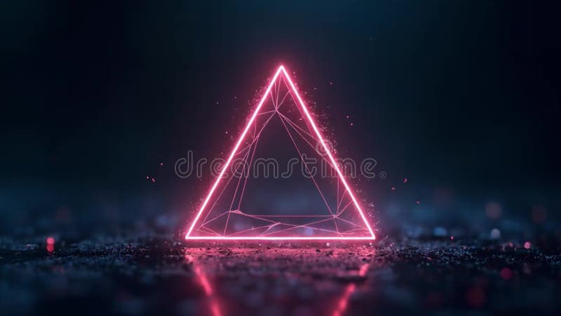 Abstract Neon Triangle Glowing on Dark Background with Futuristic ...