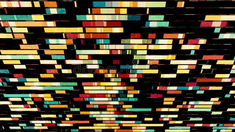 Abstract Video Game with Moving Colorful Blocks on Black Background ...