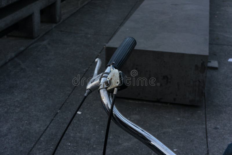 Abstract View of Bicycle Handle in the Evening Stock Photo - Image of ...