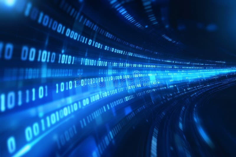 An Abstract View of a Blue Digital Code Matrix with Rows and Columns of ... An Abstract View of a Blue Digital Code Matrix with Rows and Columns of ...