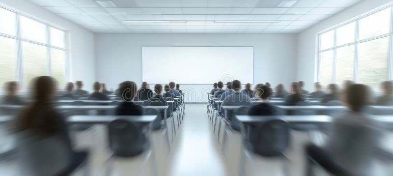 Abstract View of Busy University Lecture Hall Classroom, Full of ...