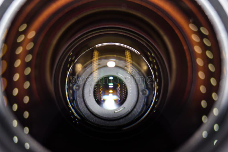 Abstract View of a Camera Lens Stock Photo - Image of reflection, movie ...
