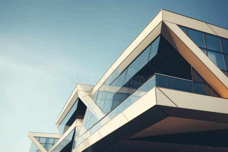 Abstract View of a Contemporary Building with Angular Design Against a ...