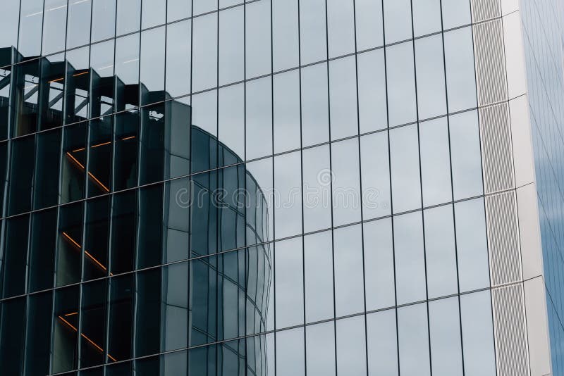 Abstract View of Glass Curtain Wall in Modern Office Buildings with ...