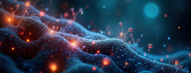 Abstract View of Glowing Neuron Network. Network Structure Textured ...