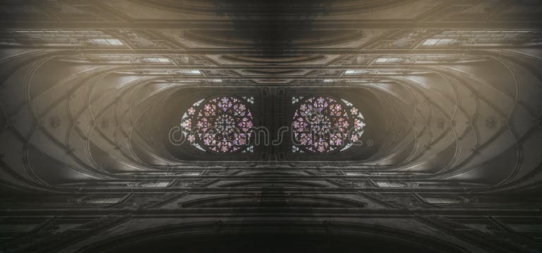 Abstract View of Gothic Cathedral Ceiling and Windows Stock Photo ...