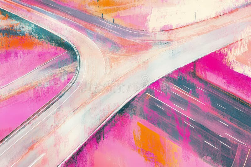 Abstract View of Intersecting Roads Amidst Vibrant Colors Stock Image ...