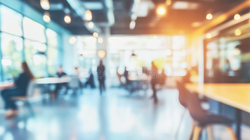 Abstract View of a Lively Modern Office with Collaboration in an Open ...