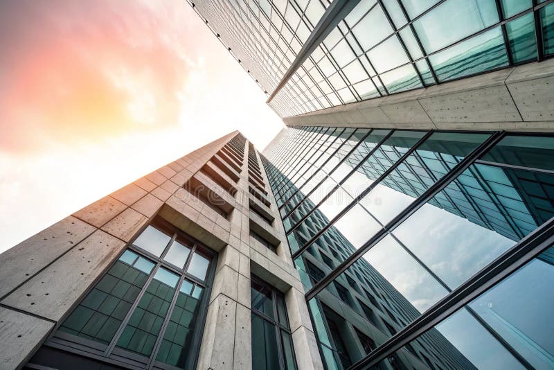 Abstract View Looking Up at Modern Building Stock Illustration ...