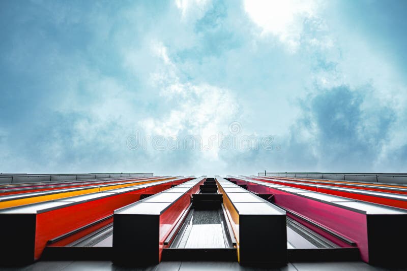 Abstract View of Modern Building Facade with Vibrant Vertical Panels ...