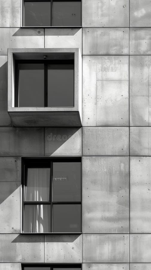 Abstract View of Modern Concrete Building Facade with Windows Stock ...