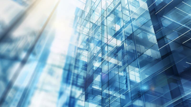 Abstract View of a Modern Glass Building with Reflections and Light ...
