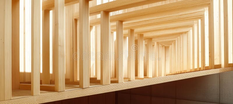 Abstract View of Modern Wooden Architectural Structure, Geometric ...