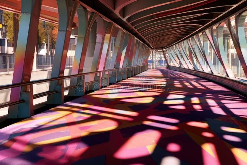 Abstract View of Monorail Track Patterns and Shadows Stock Illustration ...