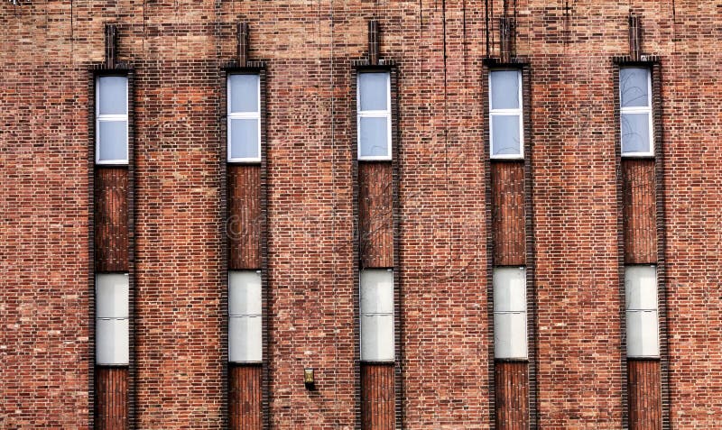 Abstract View of an Old Brick Building with Elongated Rectangular ...