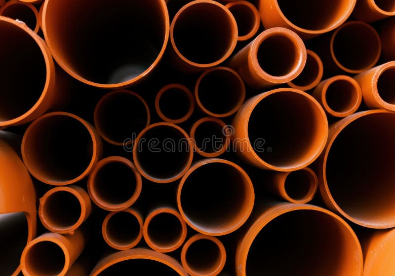 Abstract View of Orange Pipes Arranged in Various Sizes and Shapes ...