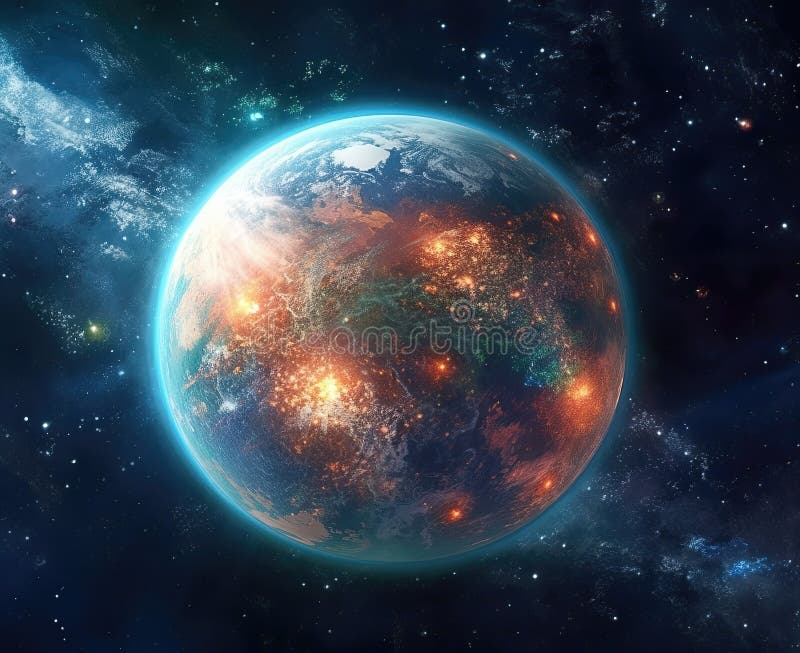 Abstract View of Planet Earth in Outer Space. Element of the Solar ...