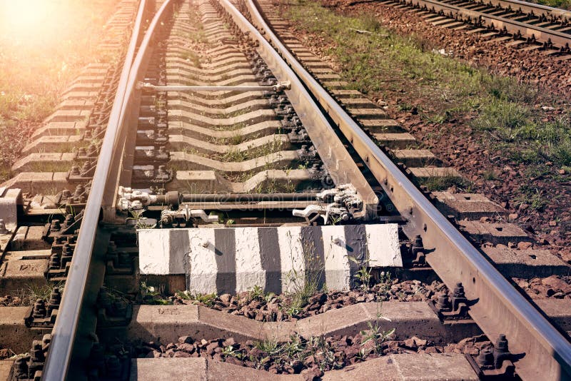 Abstract View of Railroad Turnout, Cross the Railway Tracks Stock Photo ...