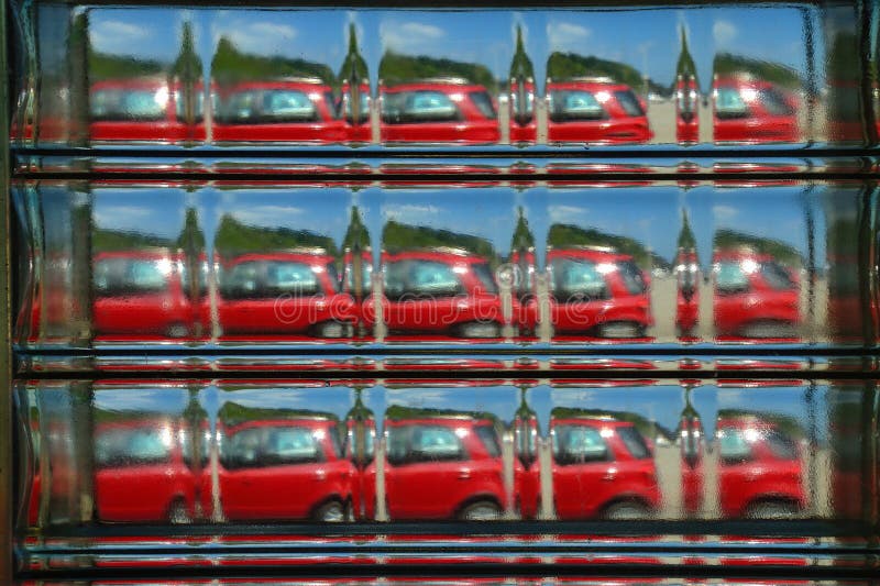 Abstract View of a Red Car Seen through a Glass Brick. Stock Image ...