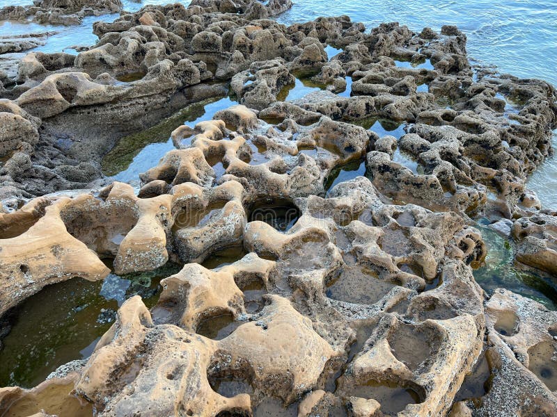 Abstract View of Rock Pools at the Shore Stock Photo - Image of surface ...
