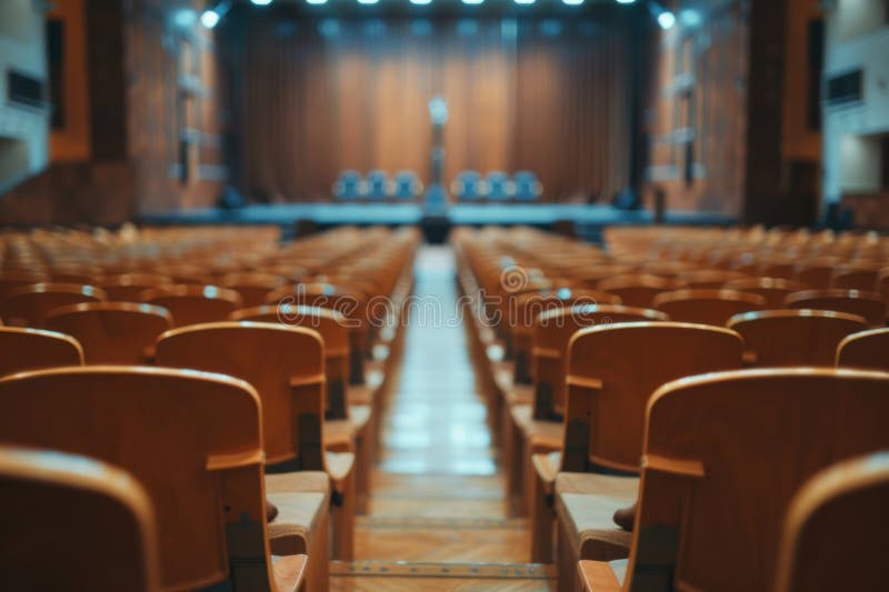 Abstract View of Rows of Seating in a Modern Conference Hall with Soft ...