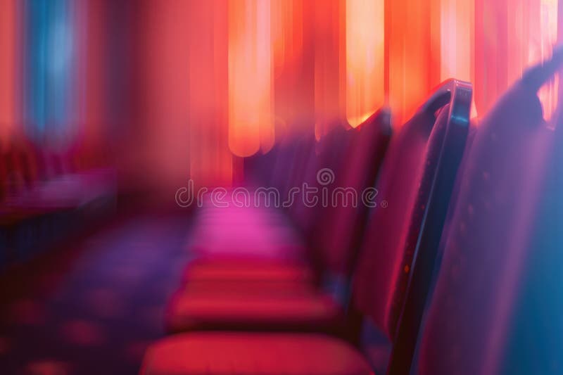 Abstract View of Rows of Seating in a Modern Conference Hall with Soft ...