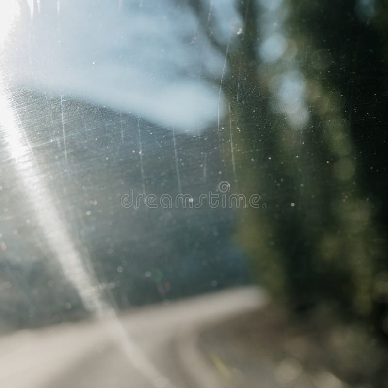 Abstract View through a Scratched Windshield with Sunlight Stock Image ...