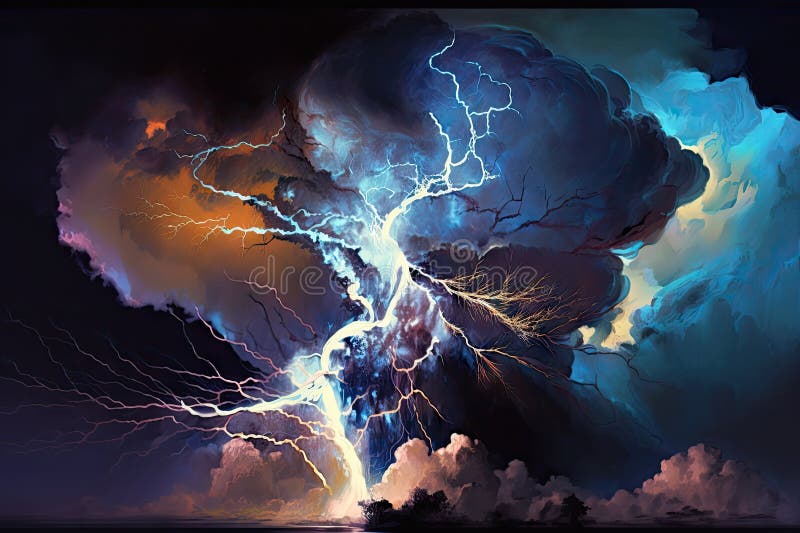 Abstract View of Stormy Sky, with Flashes of Lightning and Rolling ...