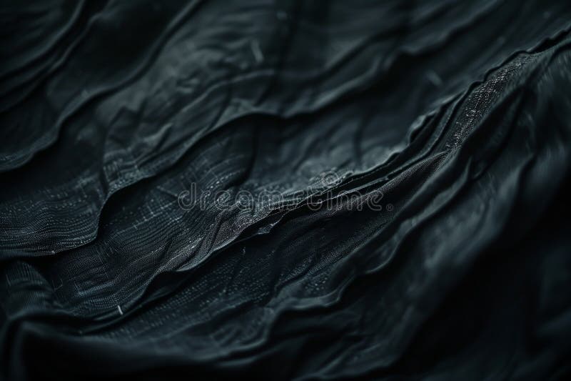 Abstract View of Textured Dark Fabric with Delicate Folds and Intricate ...