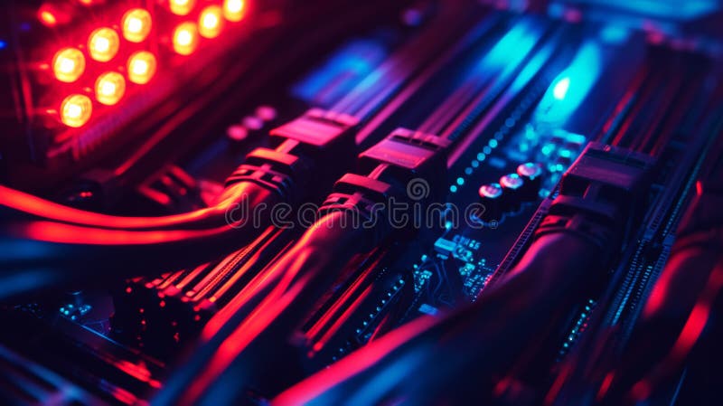 Abstract View of Various it Data Cables Inside a Computer Conveying ...