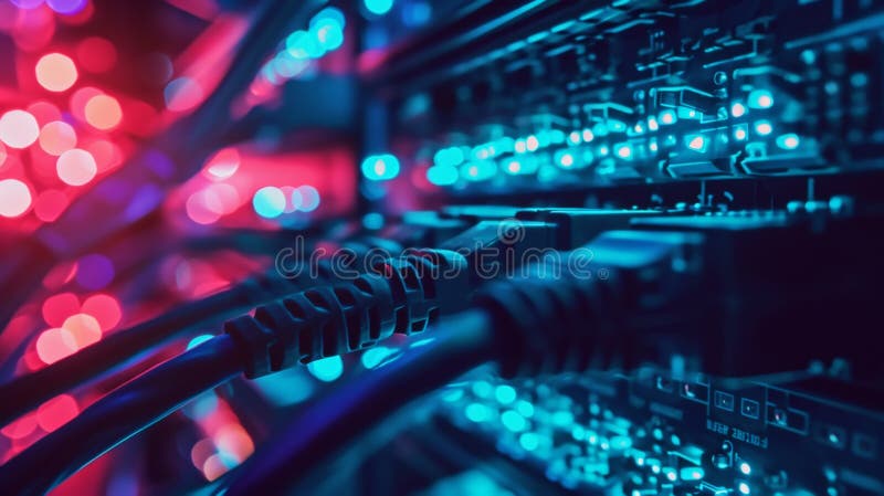 Abstract View of Various it Data Cables Inside a Computer Conveying ...