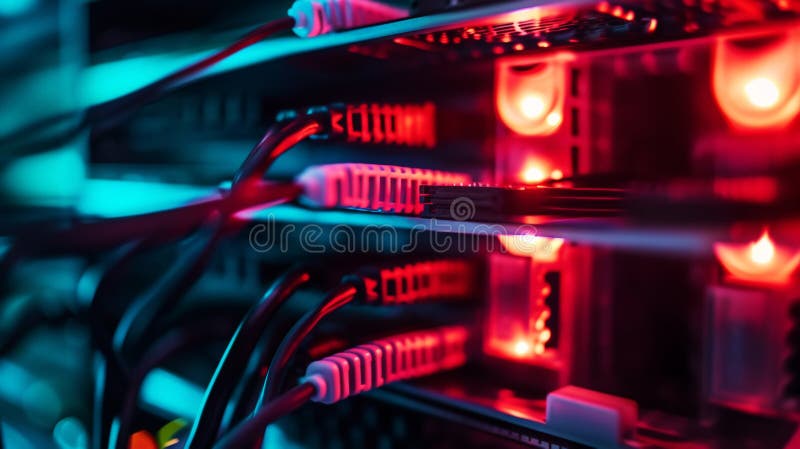 Abstract View of Various it Data Cables Inside a Computer Conveying ...
