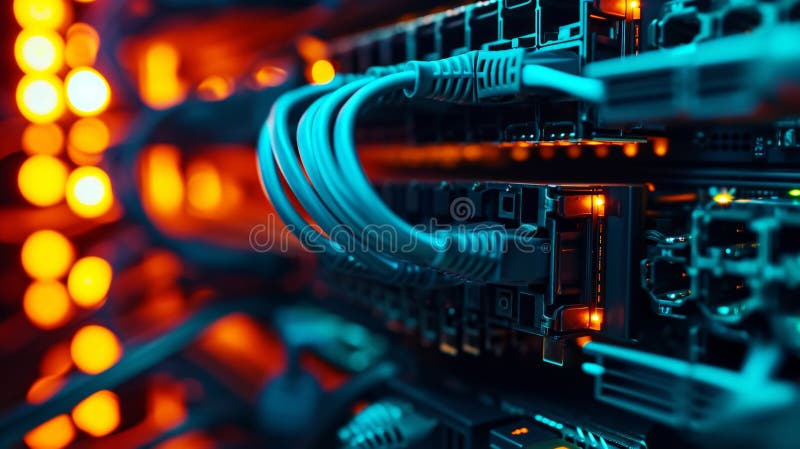 Abstract View of Various it Data Cables Inside a Computer Conveying ...