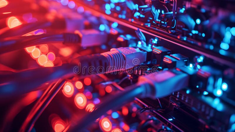 Abstract View of Various it Data Cables Inside a Computer Conveying ...