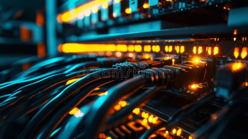 Abstract View of Various it Data Cables Inside a Computer Conveying ...