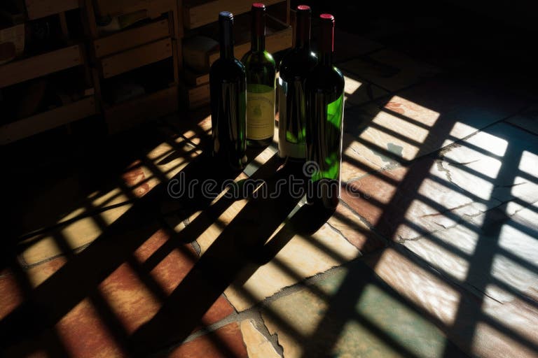 Abstract View of Wine Bottle Shadows on Cellar Floor Stock Illustration ...
