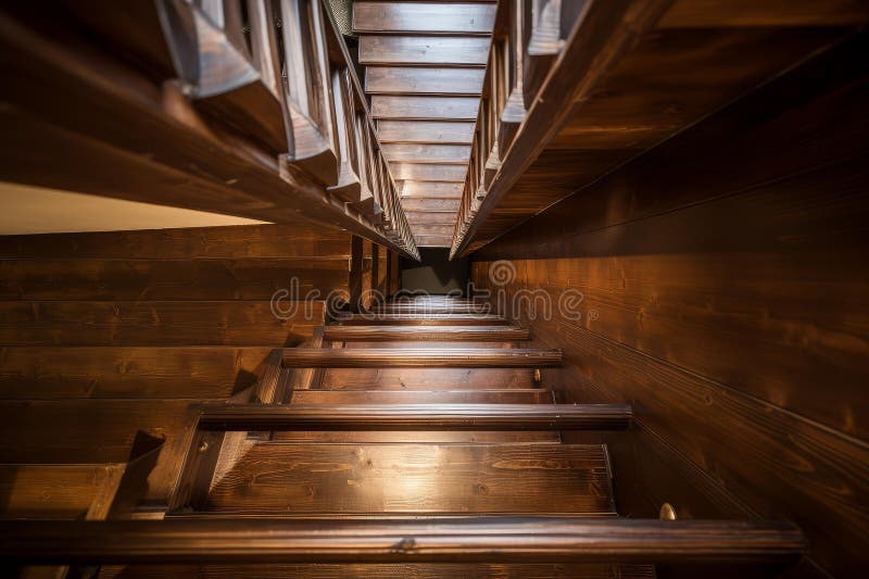Upside Down Wooden Staircase Perspective Stock Image - Image of ...